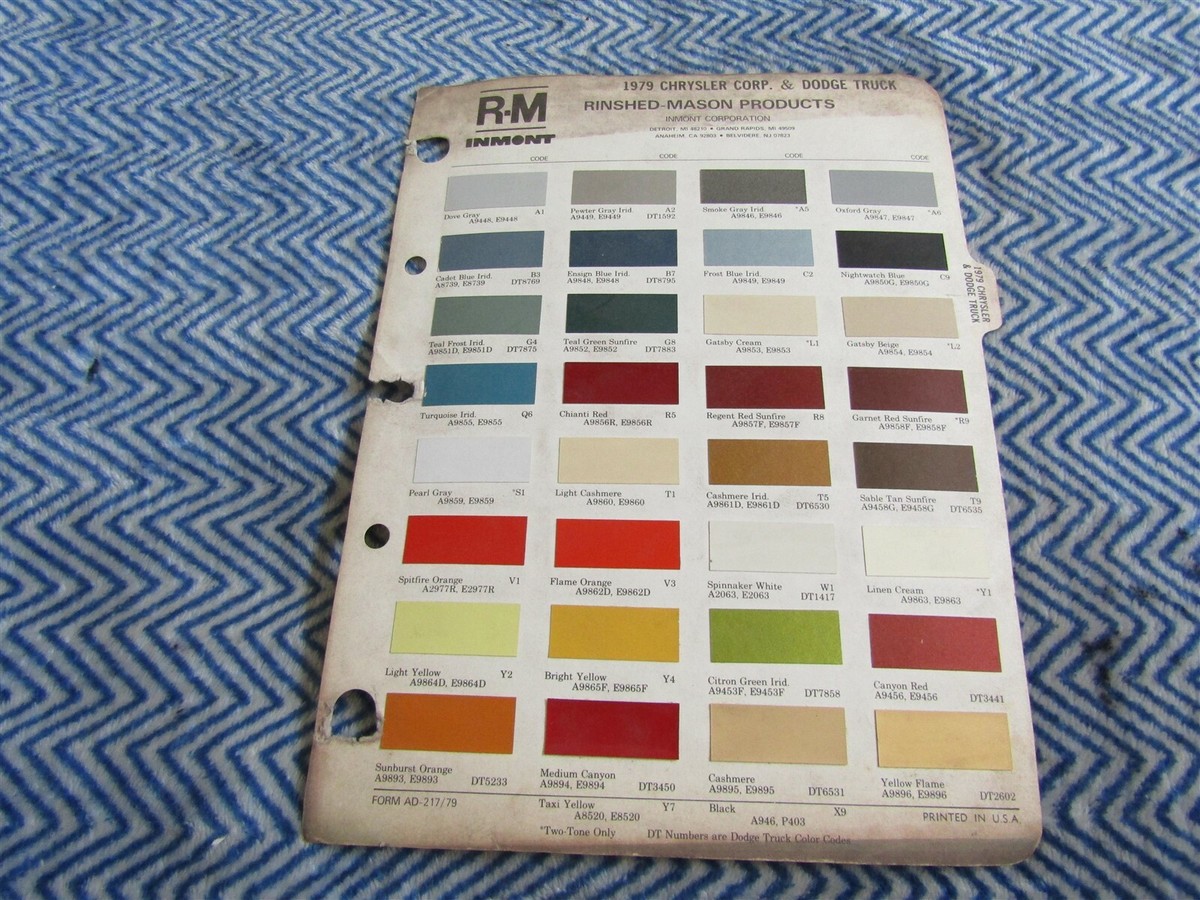 1979 Dodge Truck Color Chart