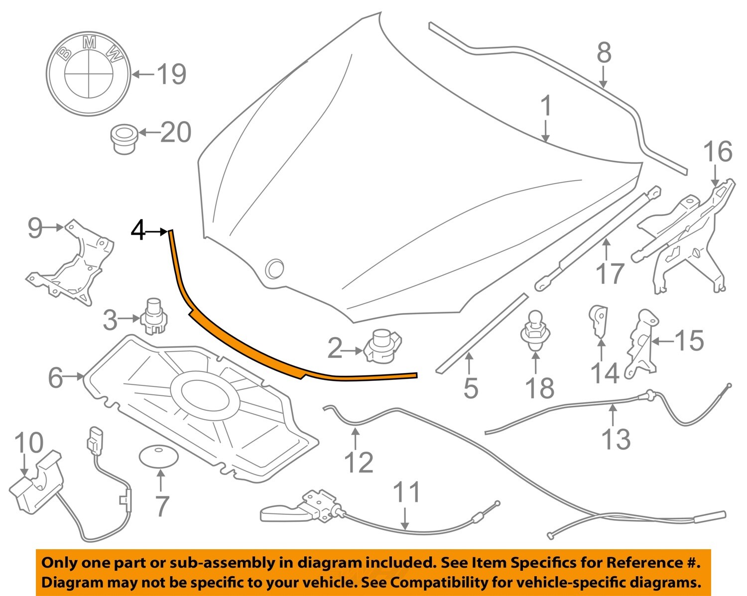 Genuine BMW OE 14-16 X5 Hood-front Seal Gasket 51767294509 for sale ...