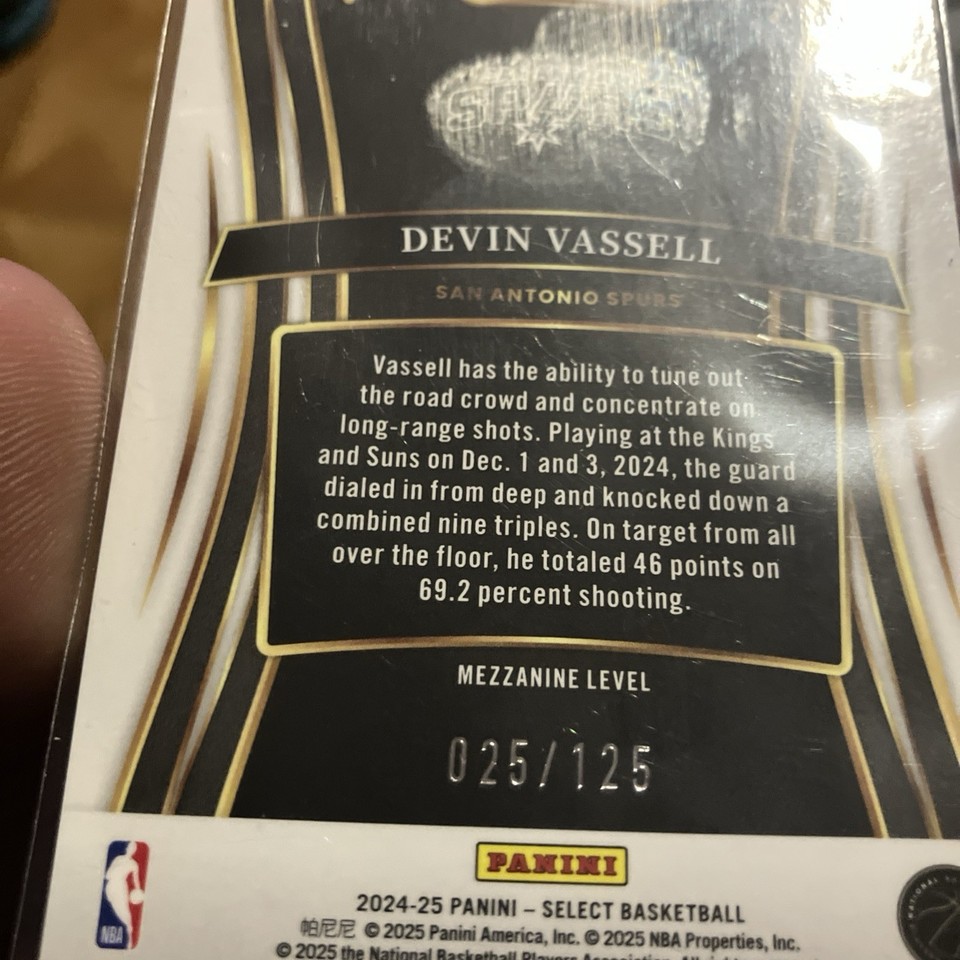 2024-25 Panini Select - Devin Vassell Mezzanine Level White Prizm /125 ...