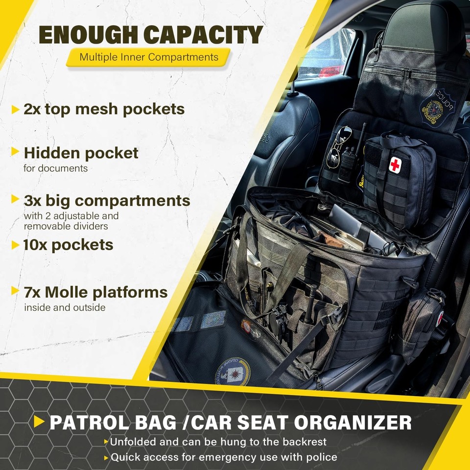 Patrol Bag Law Enforcement, Police Gear Bag, Car Organizer for Vehicle ...