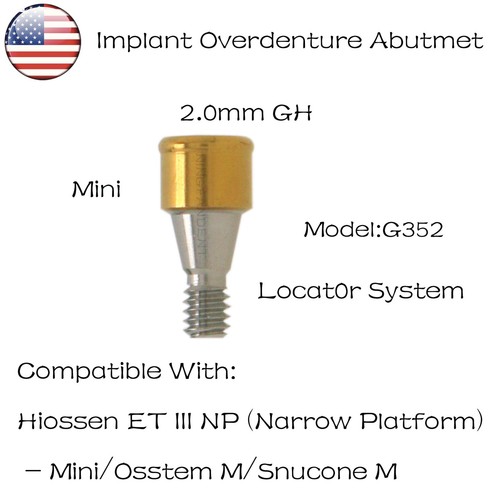 US Implant Overdenture Mini Abutment 2.0mm GH Fits Hiossen ET III ...