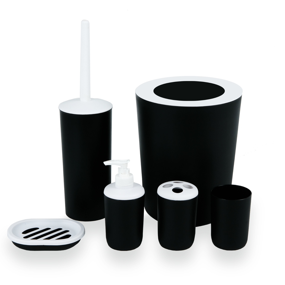 6PCS BATHROOM ACCESSORIES SET BIN SOAP DISPENSER TOOTHBRUSH TUMBLER ...