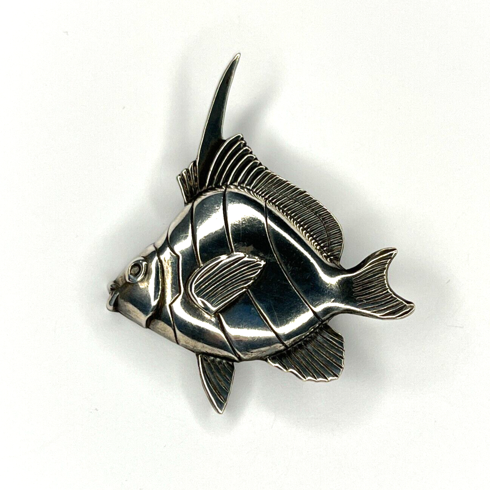 Sterling Silver Angel Fish Brooch Pin Mid Century Vintage | eBay