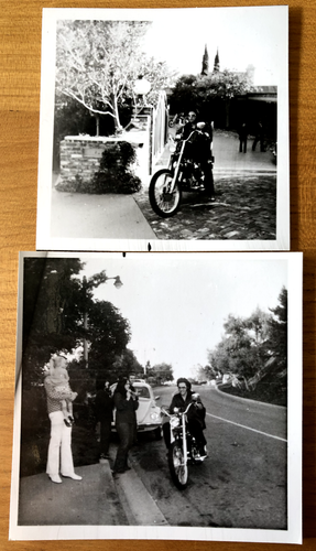 ELVIS PRESLEY Riding his bike at Graceland / 2 candid photos from the ...