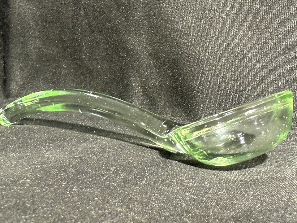 Green Vaseline Uranium glass spoon ladle dipper utensil serving yellow ...