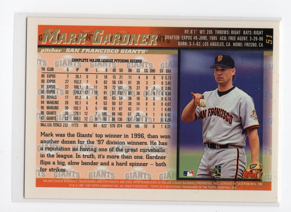 1998 Topps Baseball Minted in Cooperstown #51 Mark Gardner San ...