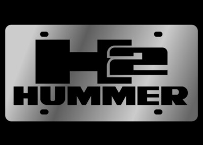 Chrome Hummer H2 Emblem Premium Steel License Plate with 3D H2 Hummer ...