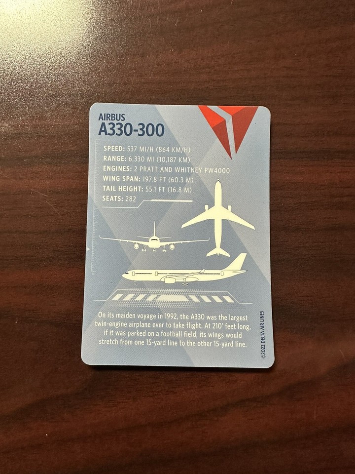 Delta Airlines trading Card Airbus A330-300 No 59 2022 New! | eBay
