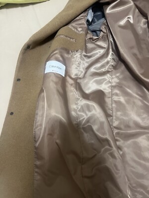 $395 Calvin Klein Men's Brown Prosper Wool-Blend X-Fit Coat Jacket ...