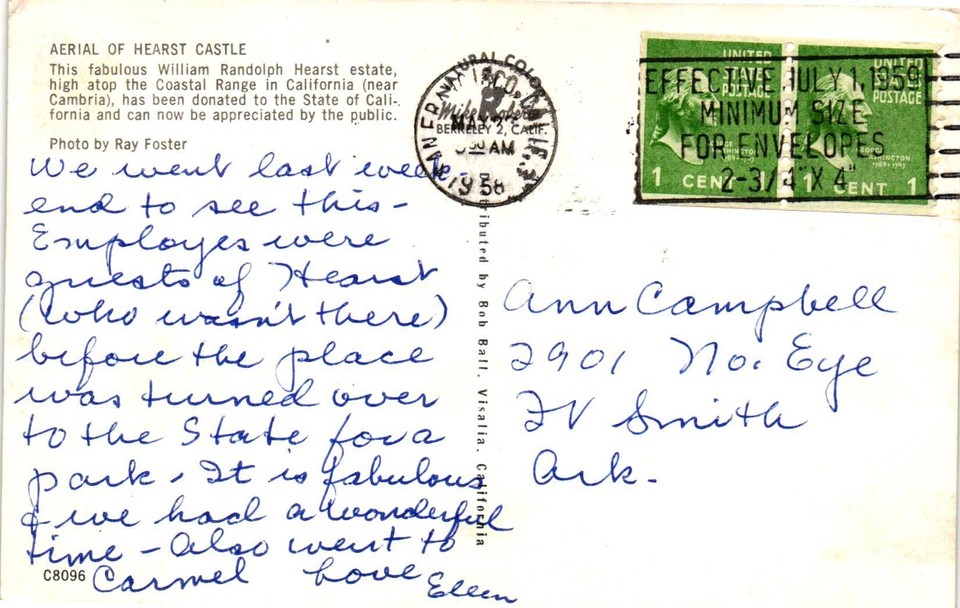 Vintage Postcard- HEARST CASTLE, CAMBRIA, CA. 1960s | eBay