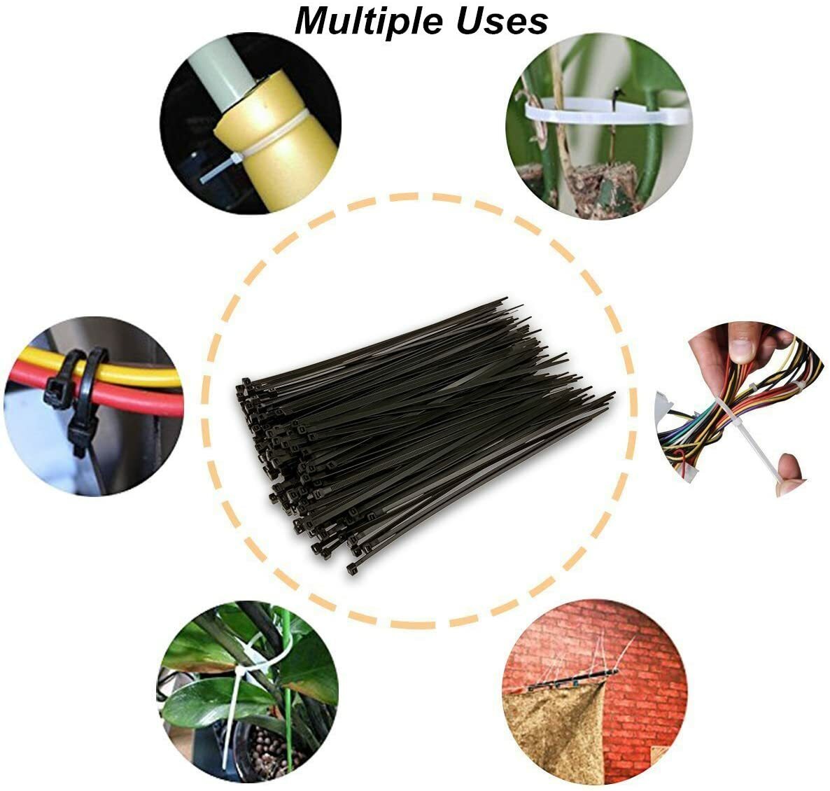 Cable Zip Ties,500 Packs Self-Locking 4+6+8+10+12-" Width 0.16inch ...
