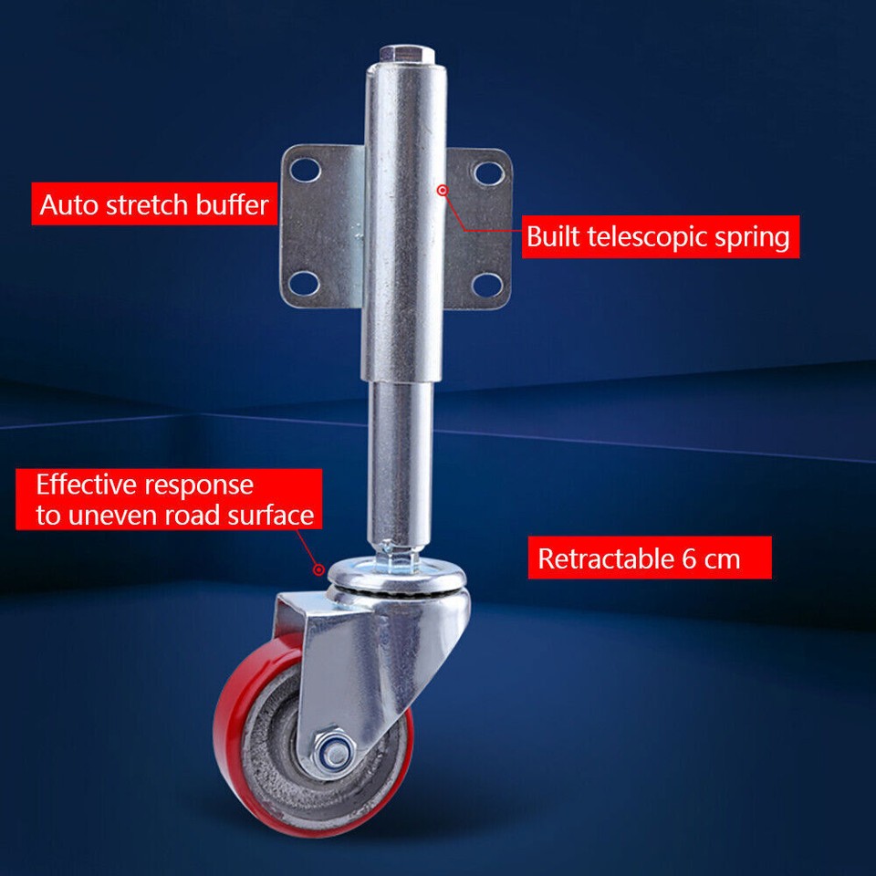 2 Pack 5" Heavy Duty Gate Wheel Caster Support Spring Loaded Swivel ...