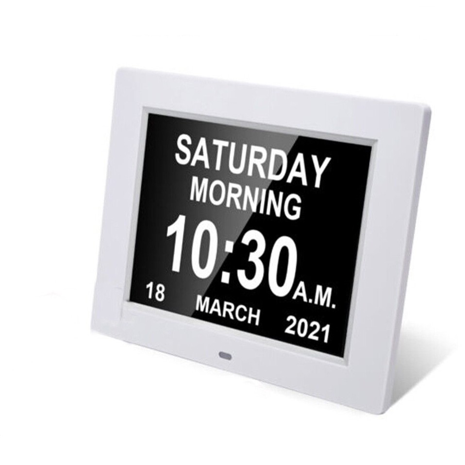 Extra Large Dementia Clock 8" Digital Calendar Day Clocks LED Alarm ...