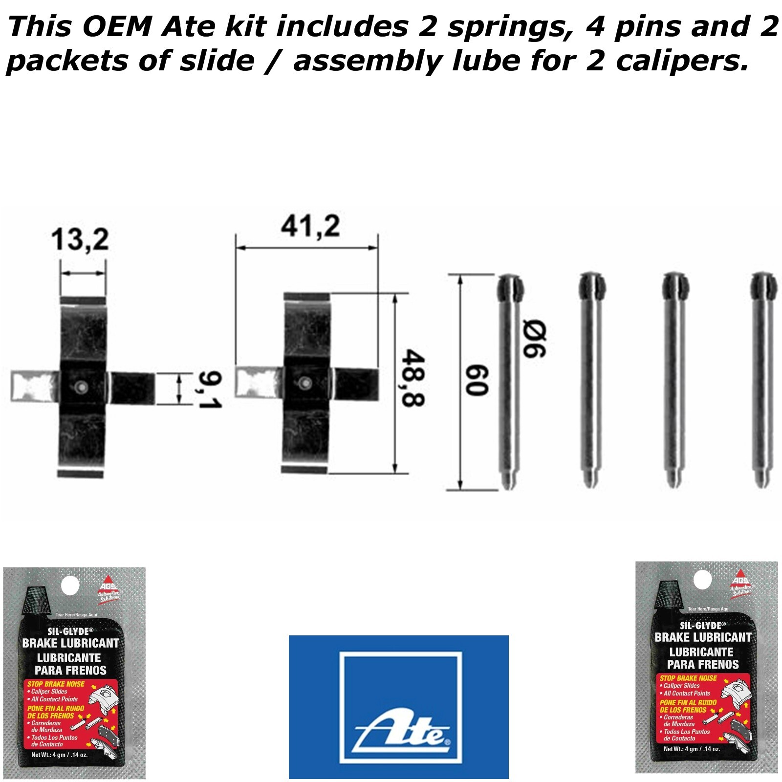 2 X Rear Brake Caliper Slide Pin Anti Rattle Spring & Lube KITS 1990-98 ...