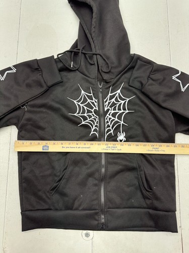 Shein Black Heart Spider Web Graphic Fullzip Jacket Womens Size Medium ...