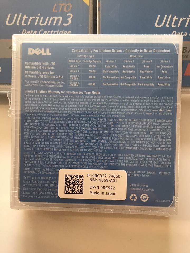 6 Pack Dell 400/800GB LTO Ultrium 3 Data Cartridge NEW SEALED | eBay