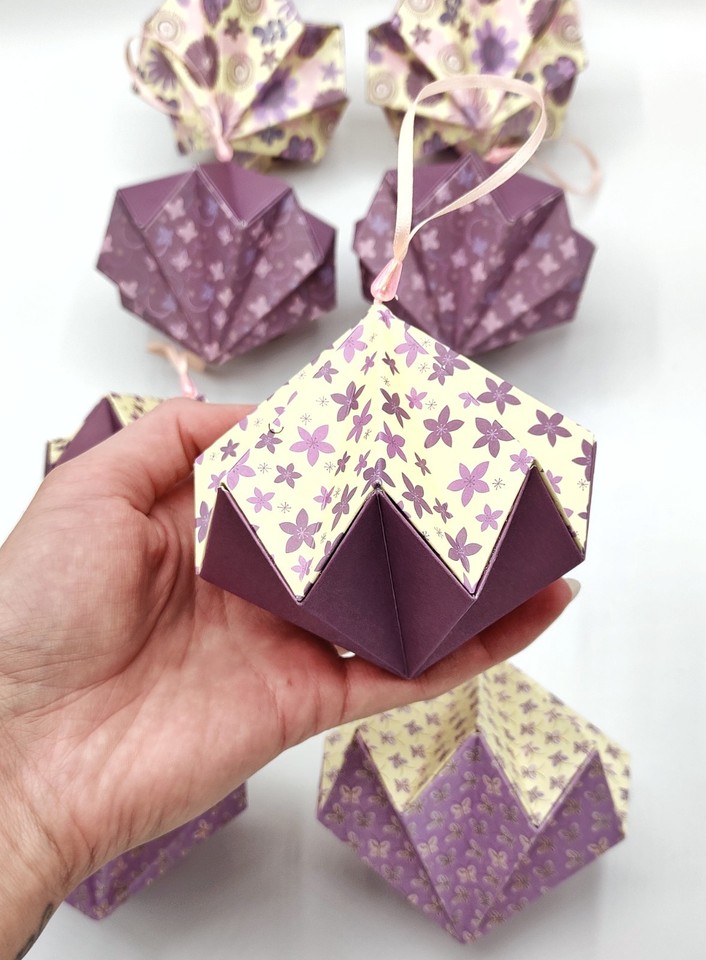 14pc Handmade Origami Christmas Bauble Geometric shape Decorations ...