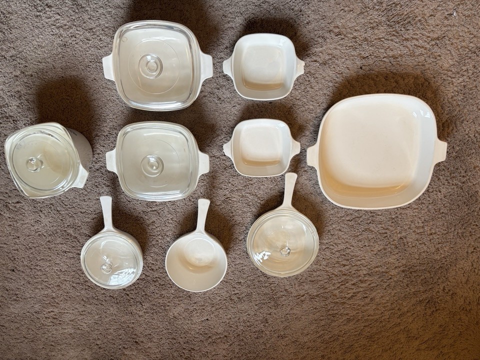 CORNING WARE Blue Cornflower 9pc set with Glass Lids! Vintage! Free ...