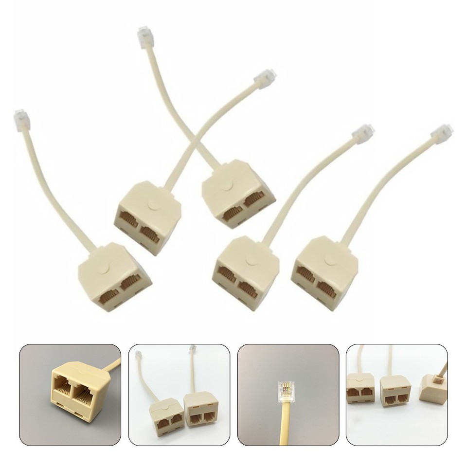 5 Pcs 2 Way Telephone Plug Landline Splitter Adapter Socket | eBay