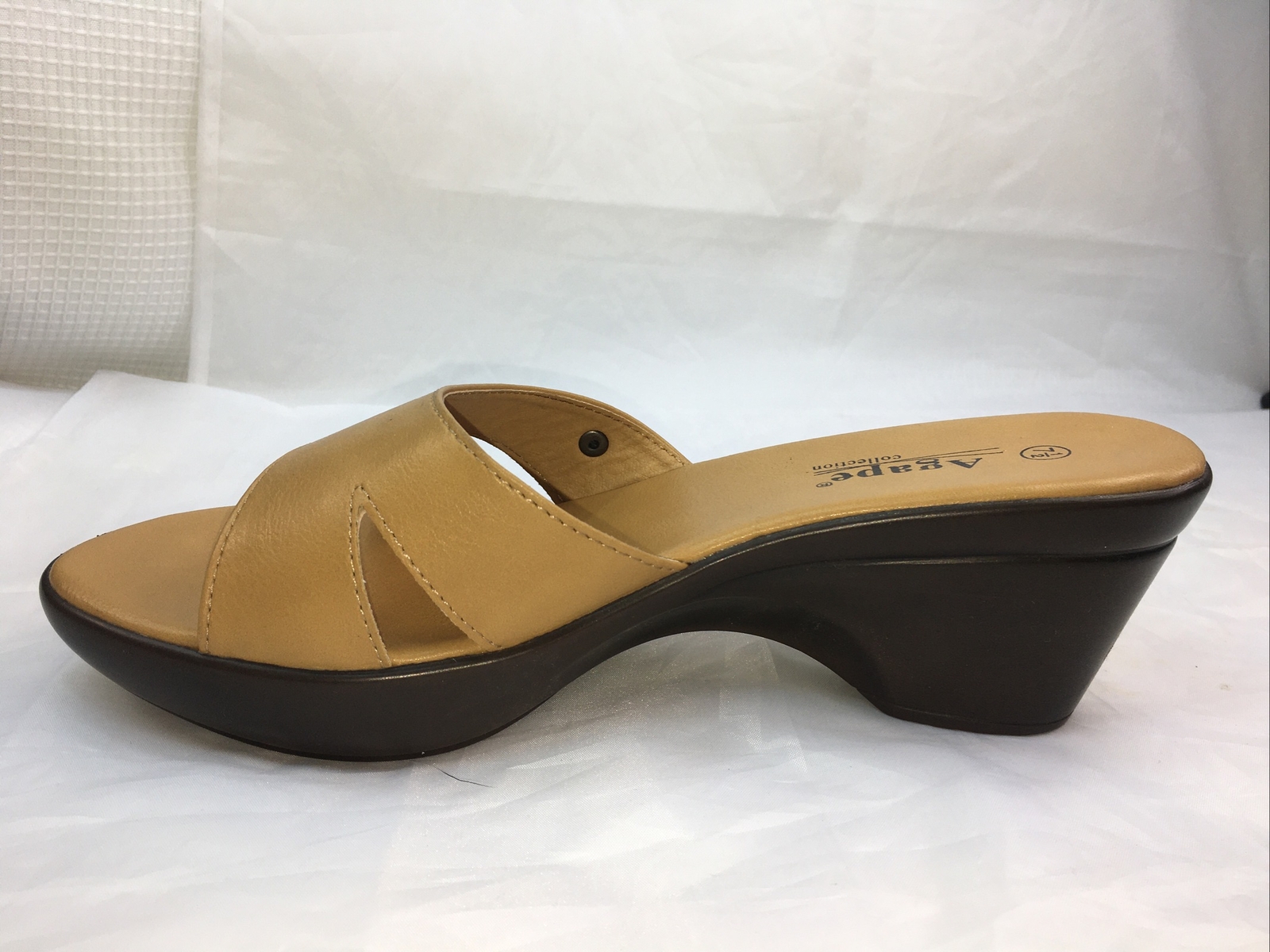 AGAPE-PROPET-BEIGE MULE PLATFORM Slide 2.5" MID-WEDGE HEEL Women Sandal ...