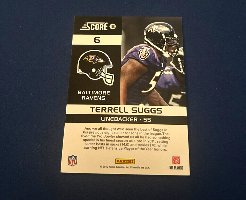 2012 Score Football Terrell Suggs Complete Players Insert #6 HOF Set ...