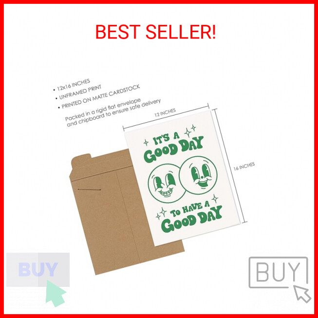 Green Nostalgia Room Wall Art - 'Have A Good Day': 12x16 Inch Vintage ...