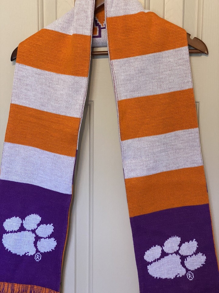 Clemson Tigers Purple Orange White Men's Scarf 7.5x63 Inches Ruffneck Scaves | eBay