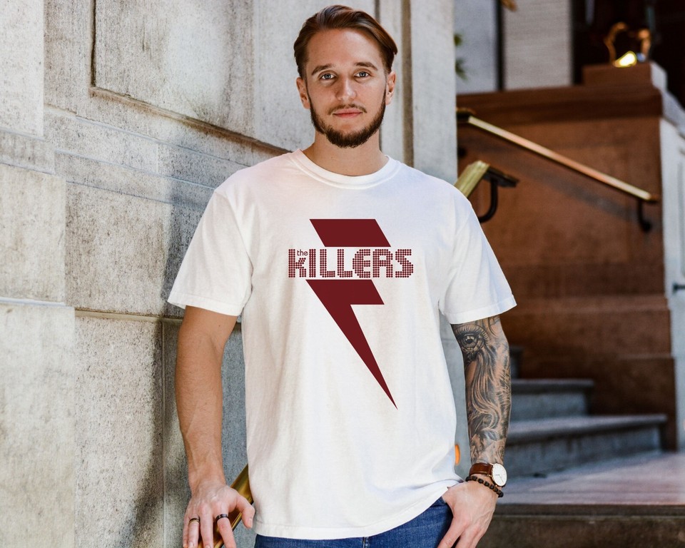 The Killers Lightning Bolt Logo T-Shirt on Vintage Black Comfort Colors ...