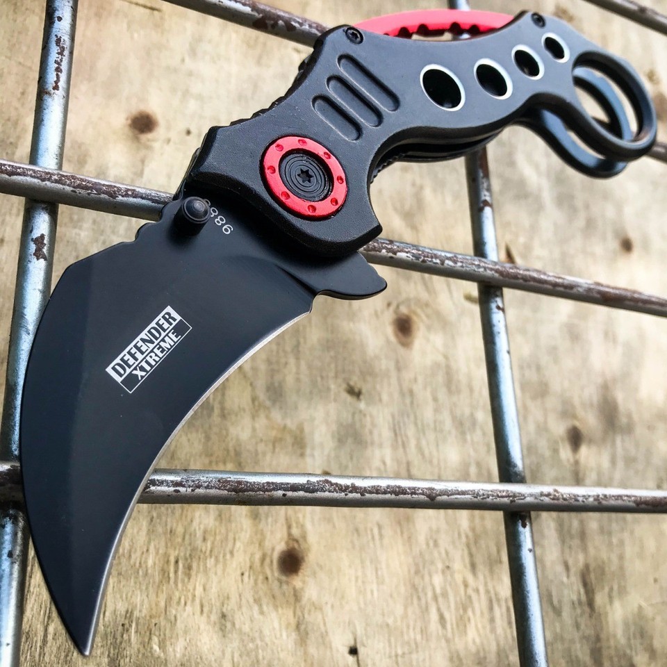 8" Military Tactical Spring Assisted Karambit Open Folding Claw Pocket ...