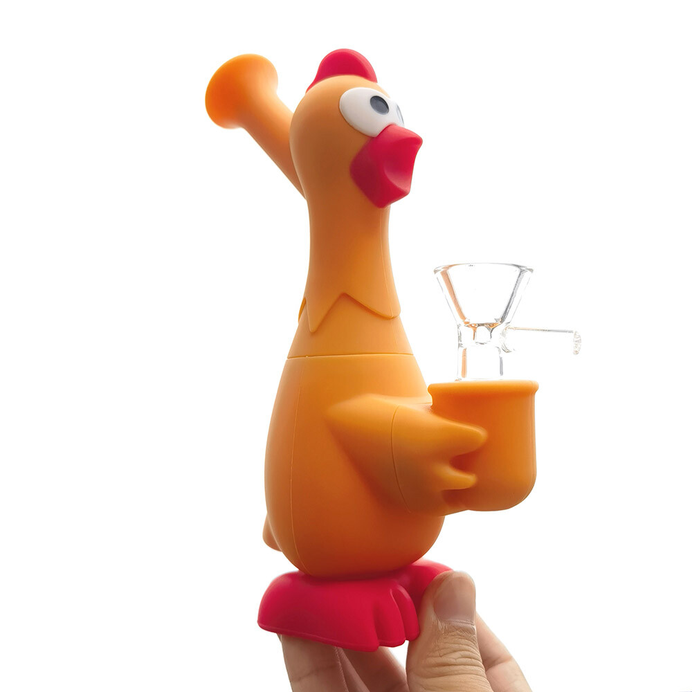 7" Yellow Screaming Chicken Smoking Pipes Hookah Unbreakable Hand Pipe ...