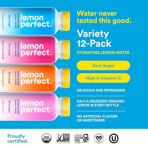 Lemon Perfect 4-Flavor Variety Pack, Hydrating Flavored Lemon Water ...