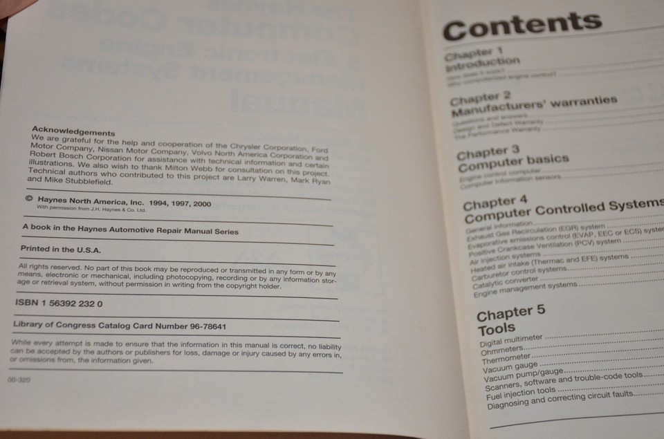 Haynes Techbook Automotive Computer Codes & Electronic Engine ...