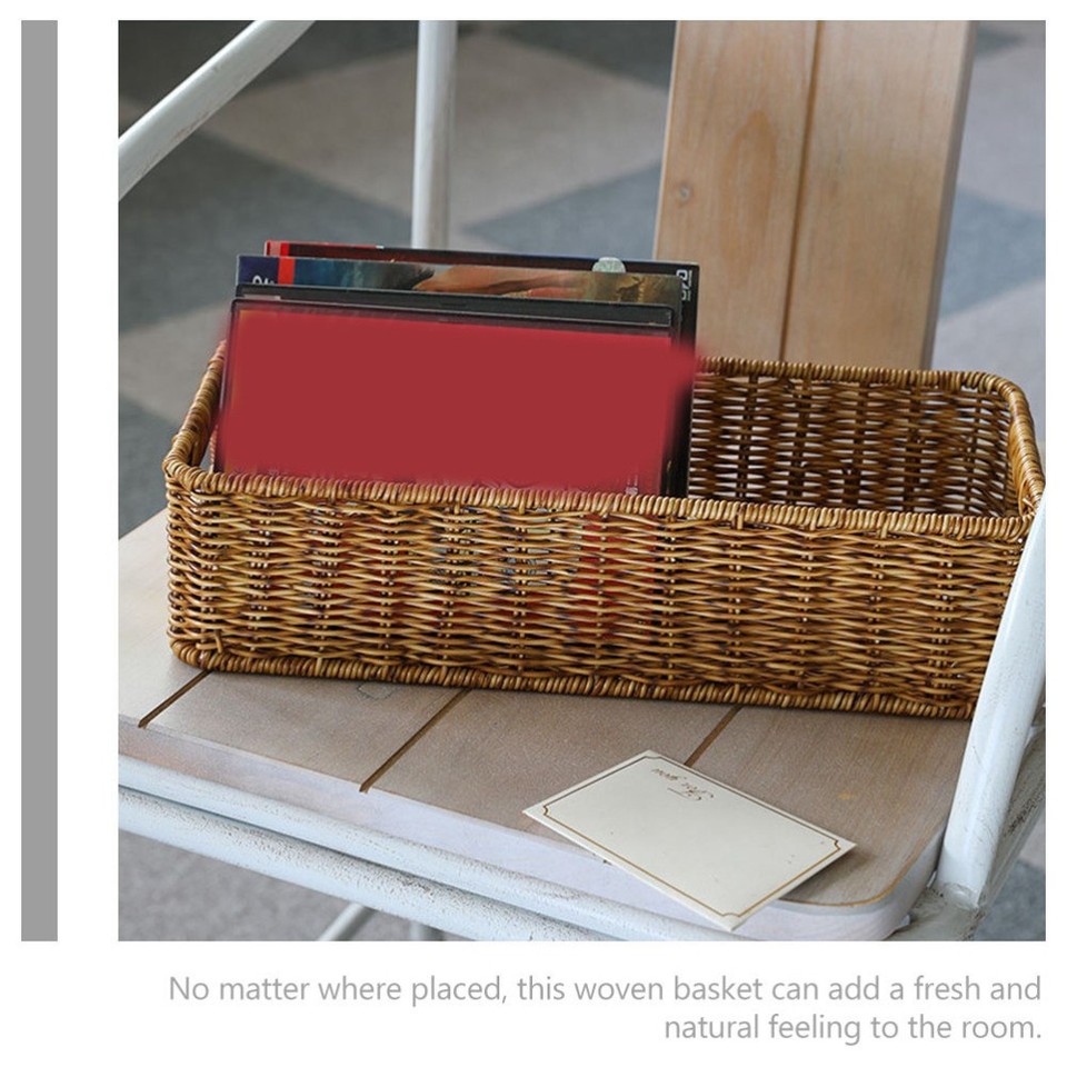 Organizing Basket Desktop Basket Imitation Rattan Woven Basket Sundries ...