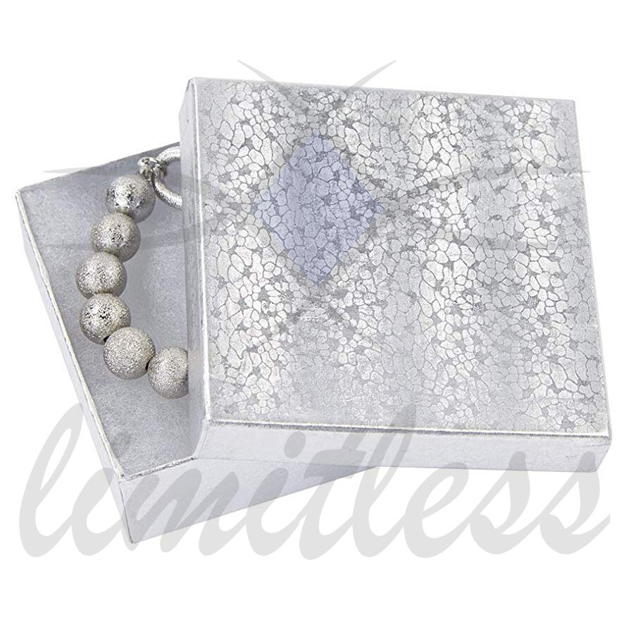 Silver Cardboard Jewelry Boxes Silver Foil Cotton Filled Gift Boxes 12 ...