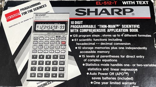 Vintage 1982 Sharp EL-515S Solar Pocket Scientific Calculator w Box ...