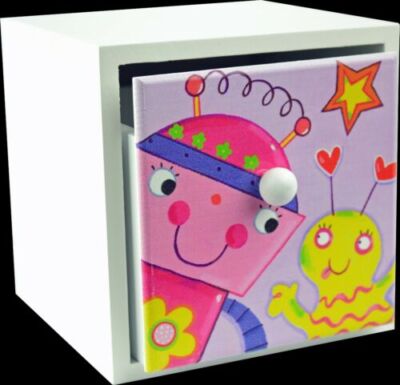 PINK ROBOT & YELLOW FRIEND SINGLE DRAWER STORAGE BOX ORGANISER HOME ...
