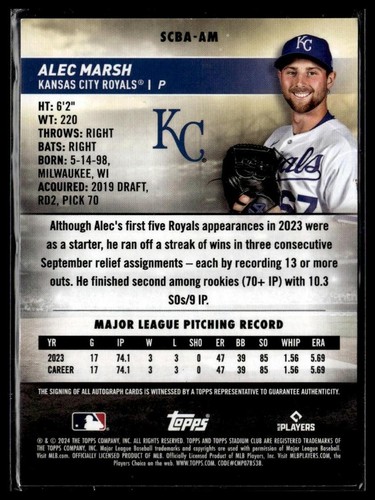 2024 Stadium Club #SCBA-AM Alec Marsh Autographs Auto RC | eBay