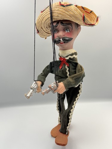 Vintage Mexican Folk Art String Puppet Marionette Bandito Gunslinger ...