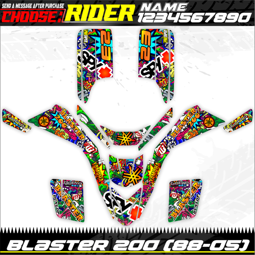 blaster 200 yfs 200 Kit stickers graphics decals Quad Yamaha 88 - 05 ...