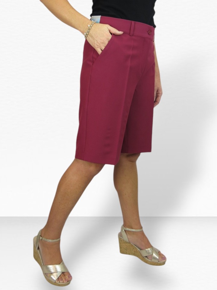 Ladies High Waist Tailored Knee Length Shorts Summer Smart Casual Day ...