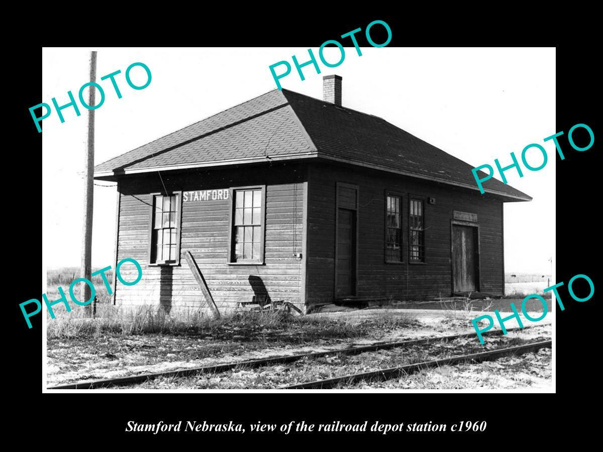 OLD POSTCARD SIZE PHOTO OF STAMFORD NEBRASKA THE RAILROAD DEPOT STATION ...