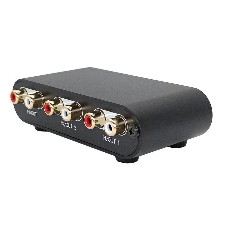 2-Way RCA Stereo Audio Switch 2 to 1 Input Signal Source Switcher ...