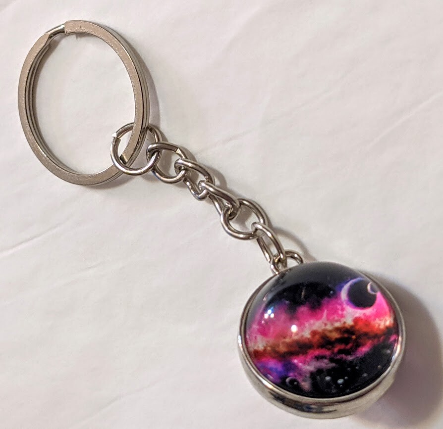 NEBULA PLANETS Globe Glass Metal Keychain Key chain Round cosplay ...