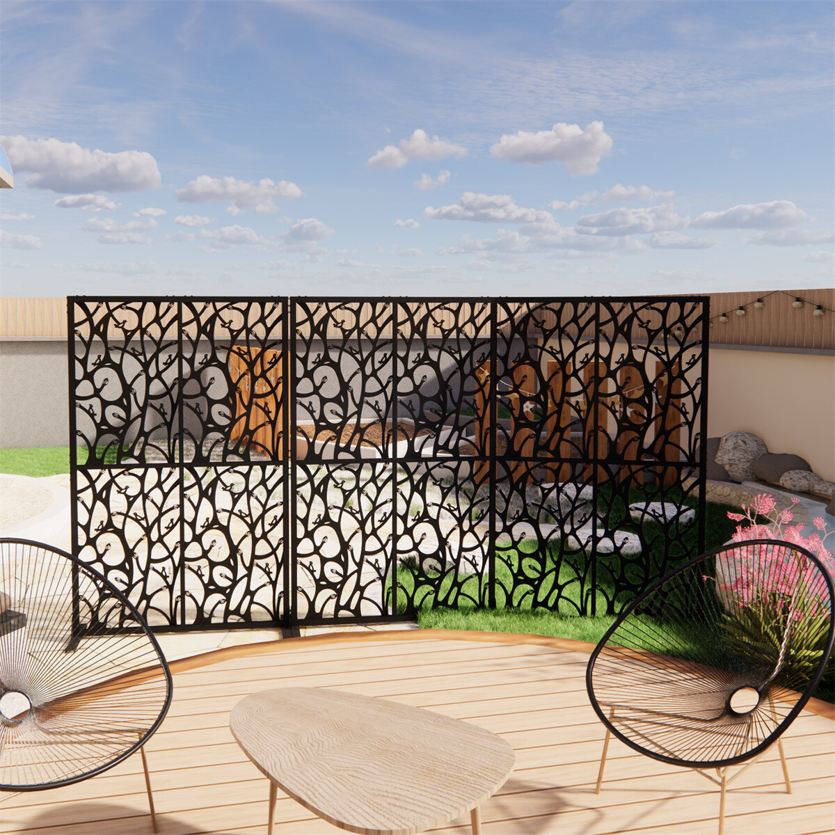 Metal Panels Decorative Divider Wind Outdoor Garden Privacy Dividers ...