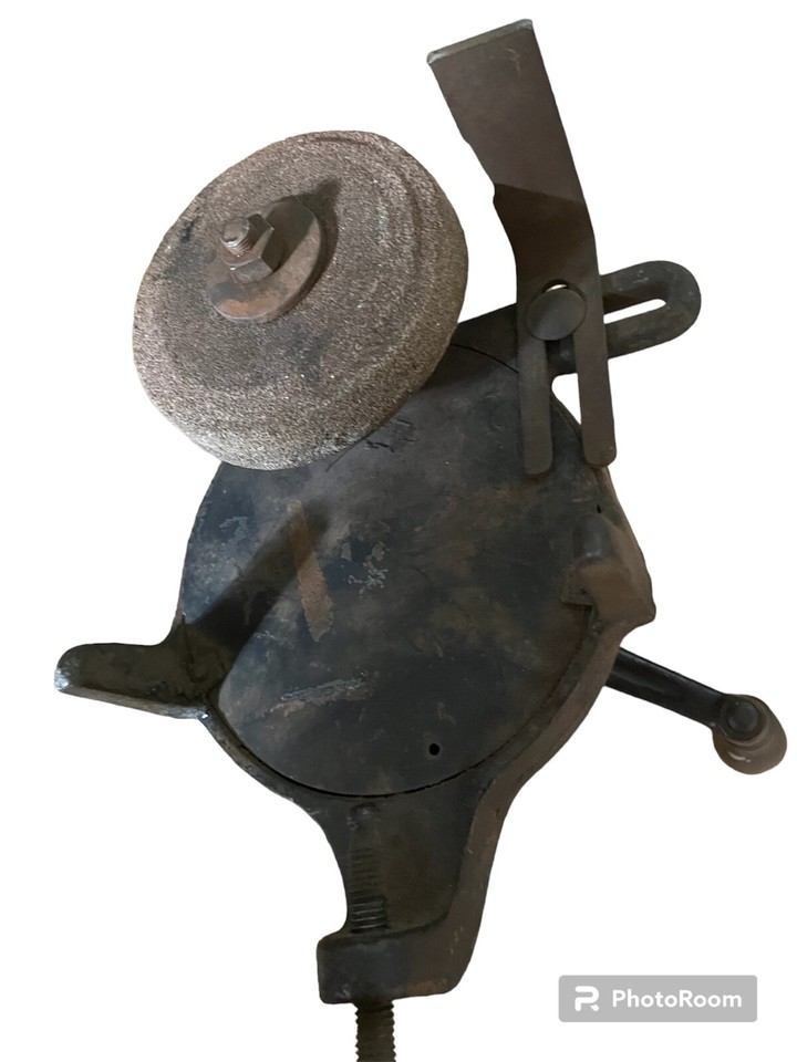 Vintage Antique Hand Crank Bench Clamp 6” Grinding Wheel Stone Grinder ...