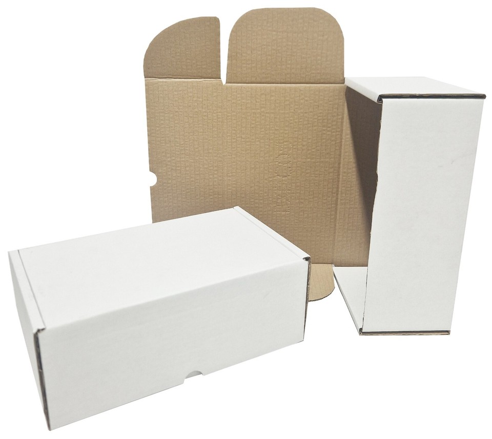 WHITE SHIPPING CARDBOARD BOXES POSTAL MAILING GIFT PACKET SMALL PARCEL ...