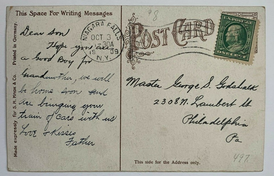 1909 NY Postcard Buffalo New York Main Street scene trolley buildings ...