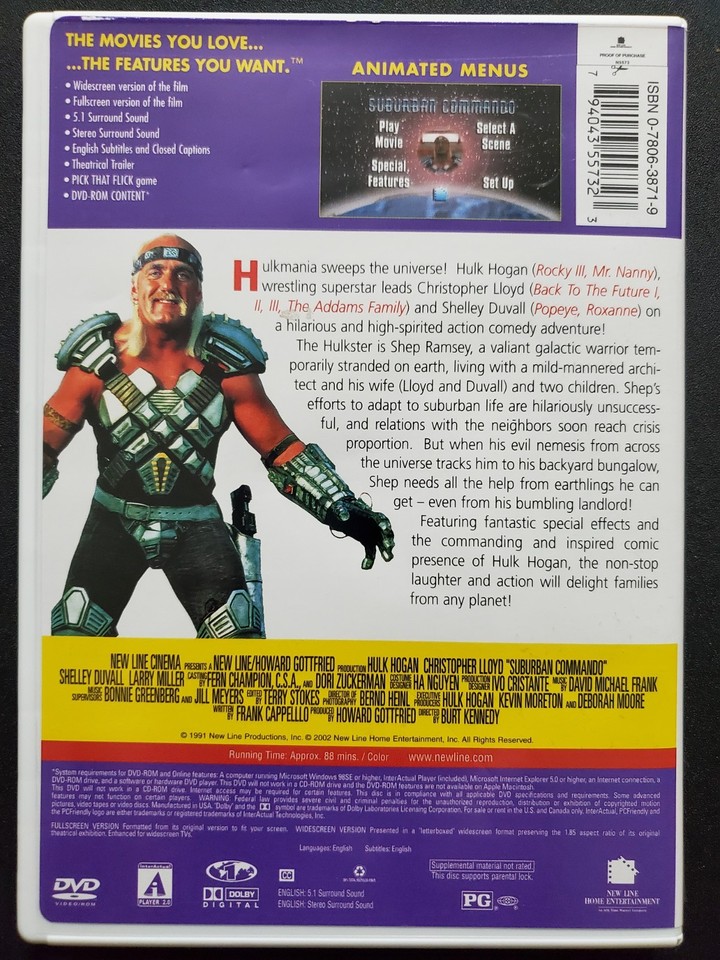 Suburban Commando DVD w/ Insert Hulk Hogan, Christopher Lloyd 1991 ...