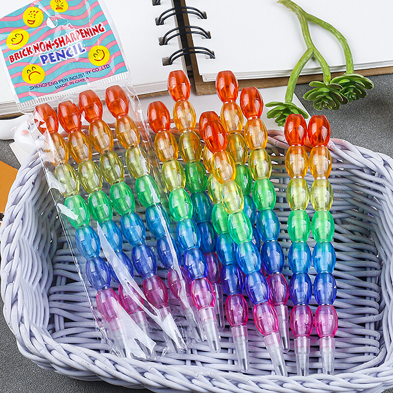 4Pcs/set Cute Rainbow Assembly Writing Pencil Non-sharpening Pencils ...