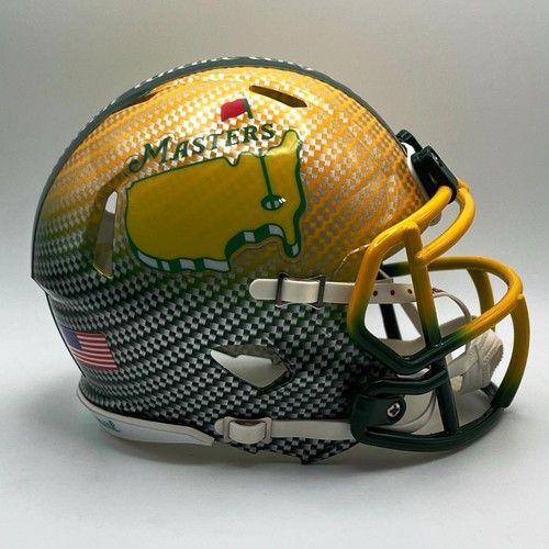 The Masters CUSTOM 2-Tone Green/Gold Hydro-Dipped Mini Football Helmet ...